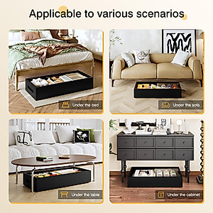 heycode Under Bed Storage with Wheel,Large Under Bed Clothe Storage Box with Clear Glass Lids,Rolling Under Bed Metal Drawer for Clothes,Shoes,Toys,Books,Bedding