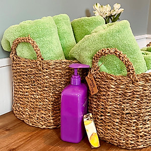 WHW Whole House Worlds Made by Nature Seagrass Baskets, Set of 2 Ovals, Handwoven, Chunky Sweater Weave, 19 and 16.5 Inches