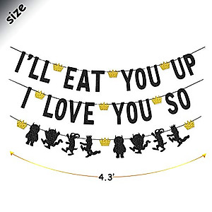 I'll Eat You Up I Love You So Banner Garland for Where The Wild Things are Birthday Party Wild one Birthday Photo Prop Decorations