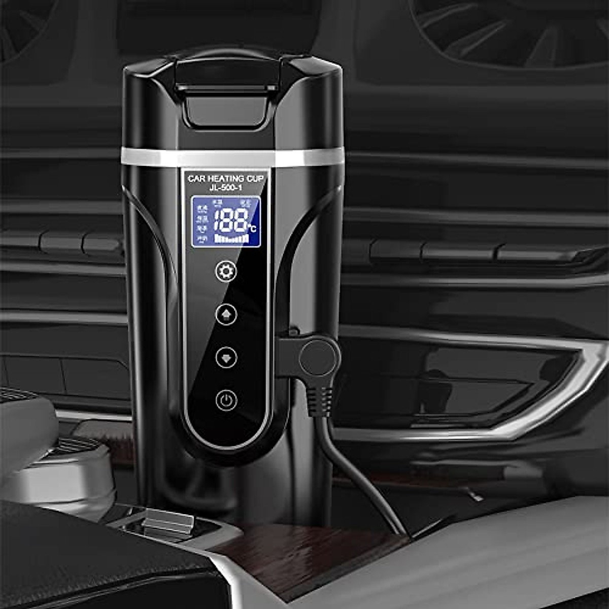 XIXIAN Vehicle Heated Water Cup,Vehicle Heated Water Cup Electric Kettle Heat Preservation 12.0V Car 24V Truck Household Vehicle Water Heaters Small Electrical Appliances LCD Display Kettle