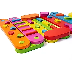 Wood Balance Beam Set for Children - Montessori Toddler Obstacle Path with Stepping Stones