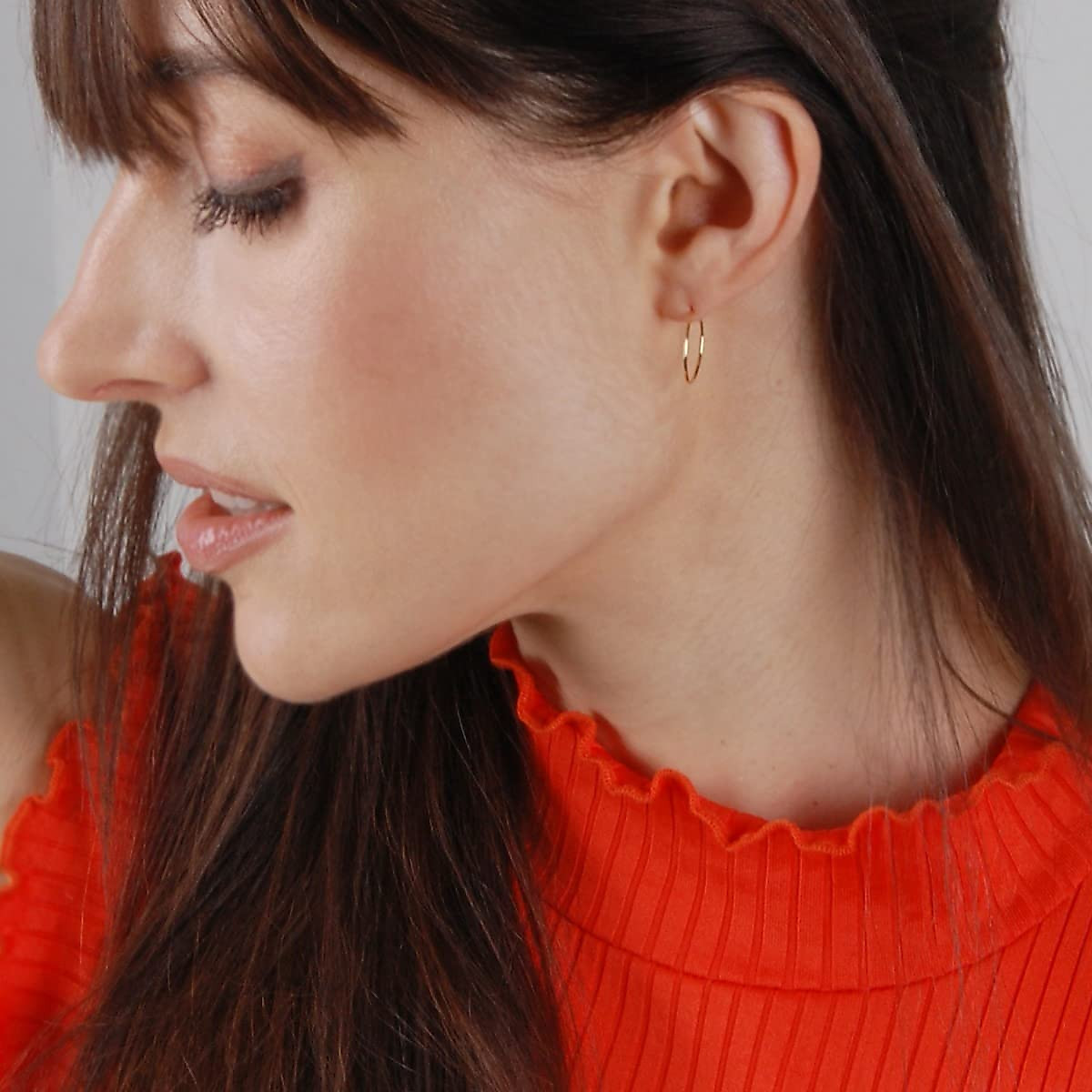 Humble Chic Small Hoop Earrings for Women - Hypoallergenic Lightweight Wire Threader Loop Drop Dangles, Safe for Sensitive Ears, 18K Yellow - 0.5 inch