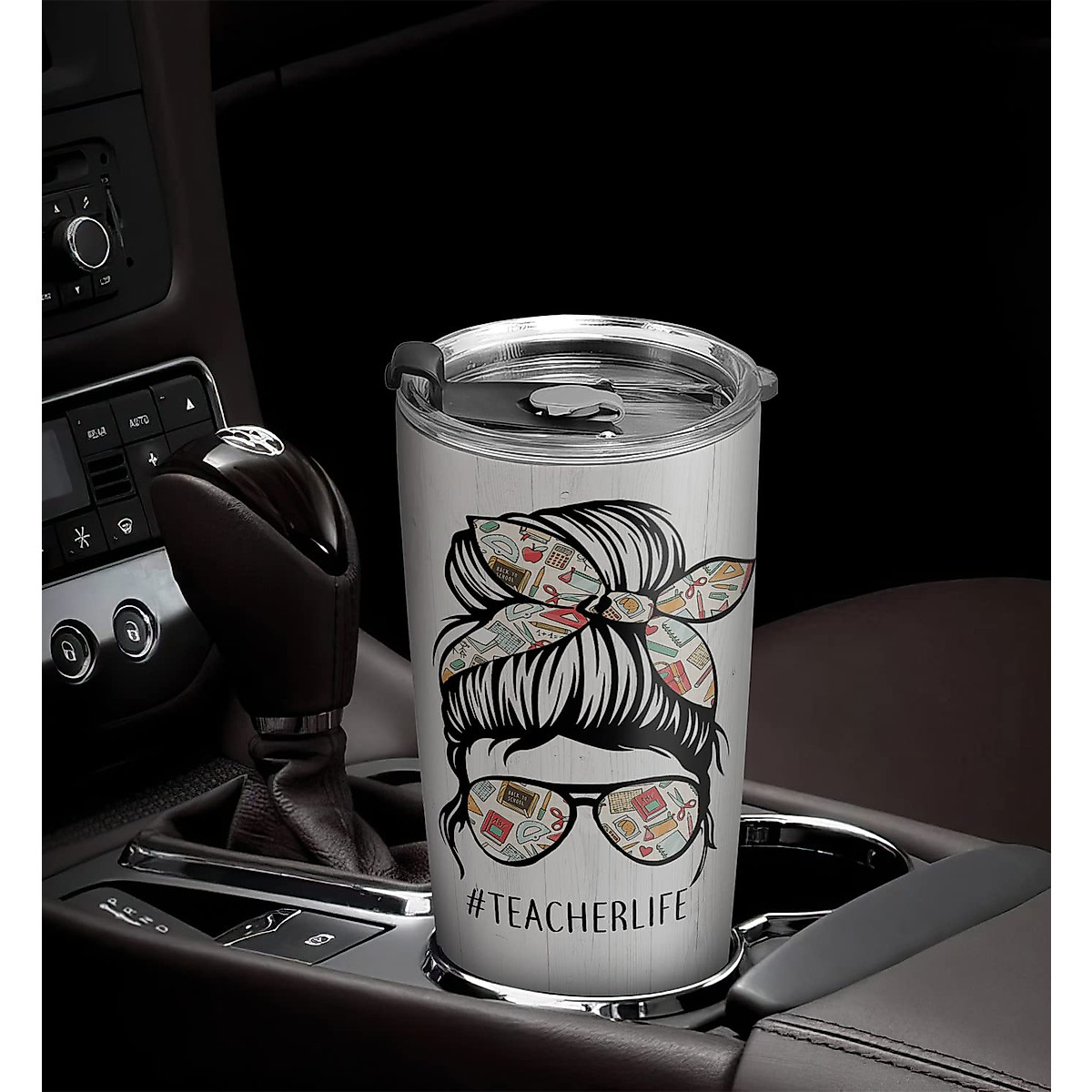 64HYDRO 20oz Teacher Gifts for Women, Gifts for Teacher, Teacher Appreciation Gifts, Valentines Day Gifts for Her, Teacher Life Teacher Facts Tumbler Cup, Insulated Travel Coffee Mug with Lid