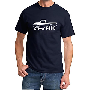1961-66 Ford F-100 Pickup Truck Classic Outline Design Tshirt XL Navy Blue