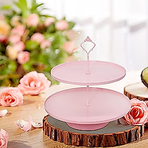 Set of 4 Pcs Iron Cake Stand Cake Holder Dessert Serving Trays for Wedding Birthday Party Baby Shower Display (Pink)