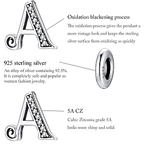 925 Sterling Silver Letter C Charms for Pandora Bracelets and Necklace Alphabet Initial Pendant Jewelry Gift for Women