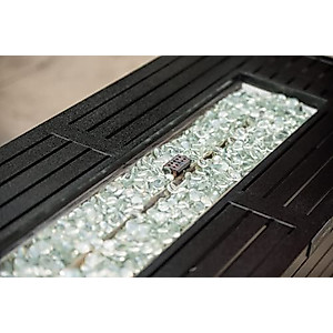 KOIECETA 57in Outdoor Gas Propane Fire Pits Table, Aluminum, 50000BTU Firepit Fireplace Dinning Table with Lid, Fire Glass, Retangular, ETL Certification, for Garden Backyard Deck Patio-Mocha