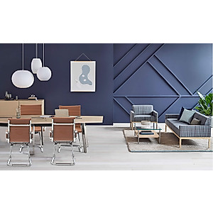 Guyou Office Reception Guest Chairs Set of 4 Mid Back PU Leather Metal Leg Sled Base Conference Reception Room Chairs with Arms (Coffee, 4 PCS)