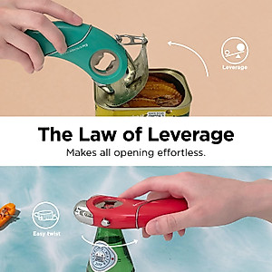 Kitchen Mama Epic One Multifunction Opener: A Pick Ergonomic Opener- Magnetic Bottle Opener, Beer & Soda Can Opener, Pull Tab & Jar Opener for Weak Hands and Arthritis (Red)