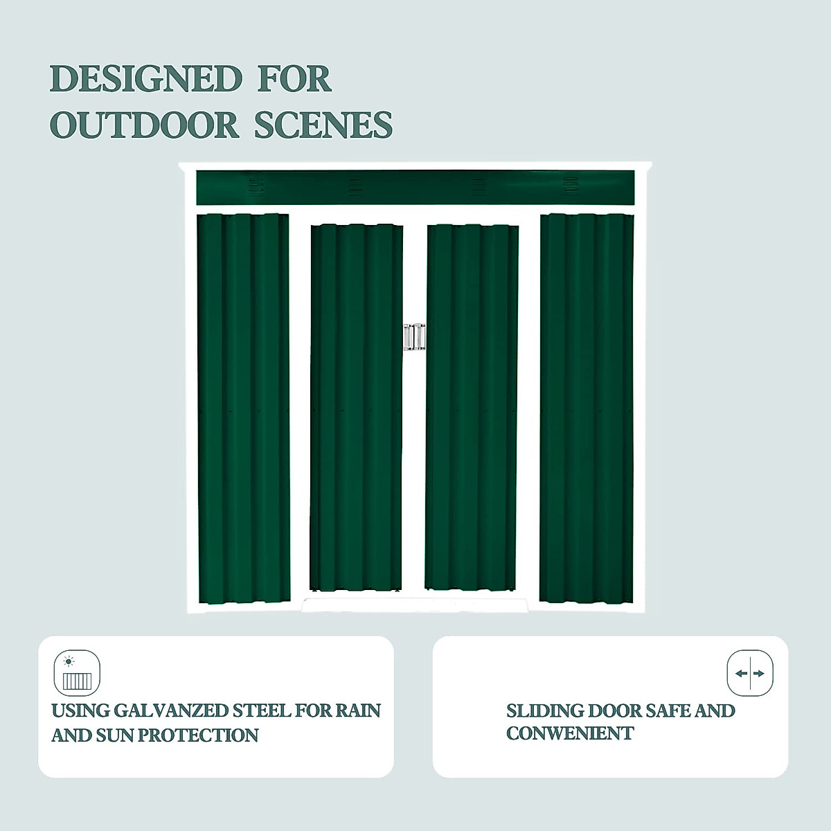 Incbruce Outdoor Storage Lawn Steel Roof Style Sheds 6' x 4' Outside Tool House with Sliding Door (Green)