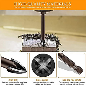 Efficient Universal Drilling Tool 5pcs, Cross Alloy Drill Bit, High-Grade Alloy Hole Opener, Tile Drill Bits Ceramic Diamond, Wall Drilling Auxiliary, Plexiglass Drill Bit Set (5Pc,3/4/5/6/7)