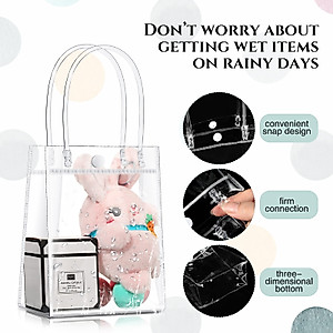 Saintrygo 80Pcs Clear Plastic Gift Bags with Handles Small Transparent PVC Gift Bags Reusable Tote Bags for Shopping Wedding Favor(5.9 x 5.1 x 2.8 Inch)