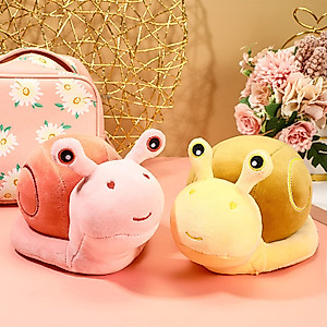 Civaner 2 Pcs Snail Stuffed Animal 7.87 Inch Snail Plush Toy Cartoon Snail Doll Plush Cute Soft Snail Pillow Doll for Valentine's Day Birthday Party Gift Kawaii Home Decor(Pink, Yellow)
