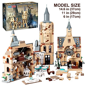 Under the Baubles Harry Castle Clock Tower Building Toy Set with Dumbledore Office Building, Magic Castle Architecture Model for Boys and Girls, Gift Ideas for Potter Fans Kids Aged 8-14 (871 PCS).