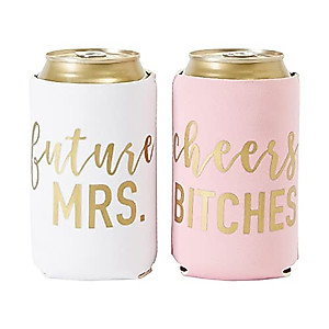 12 oz Insulated Beer Can Cooler Sleeves for Bachelorette Party Favors, Cheers Bitches, Future Mrs (12 Pack)