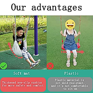 Swing Seat,Classic Outdoor Canvas Swing for Kids,with Storage Bag and Cotton Cushion,Connecting Straps Swing Set Accessories for Backyard Patio Garden Playground,Rope Adjustable 200 lbs Capacity