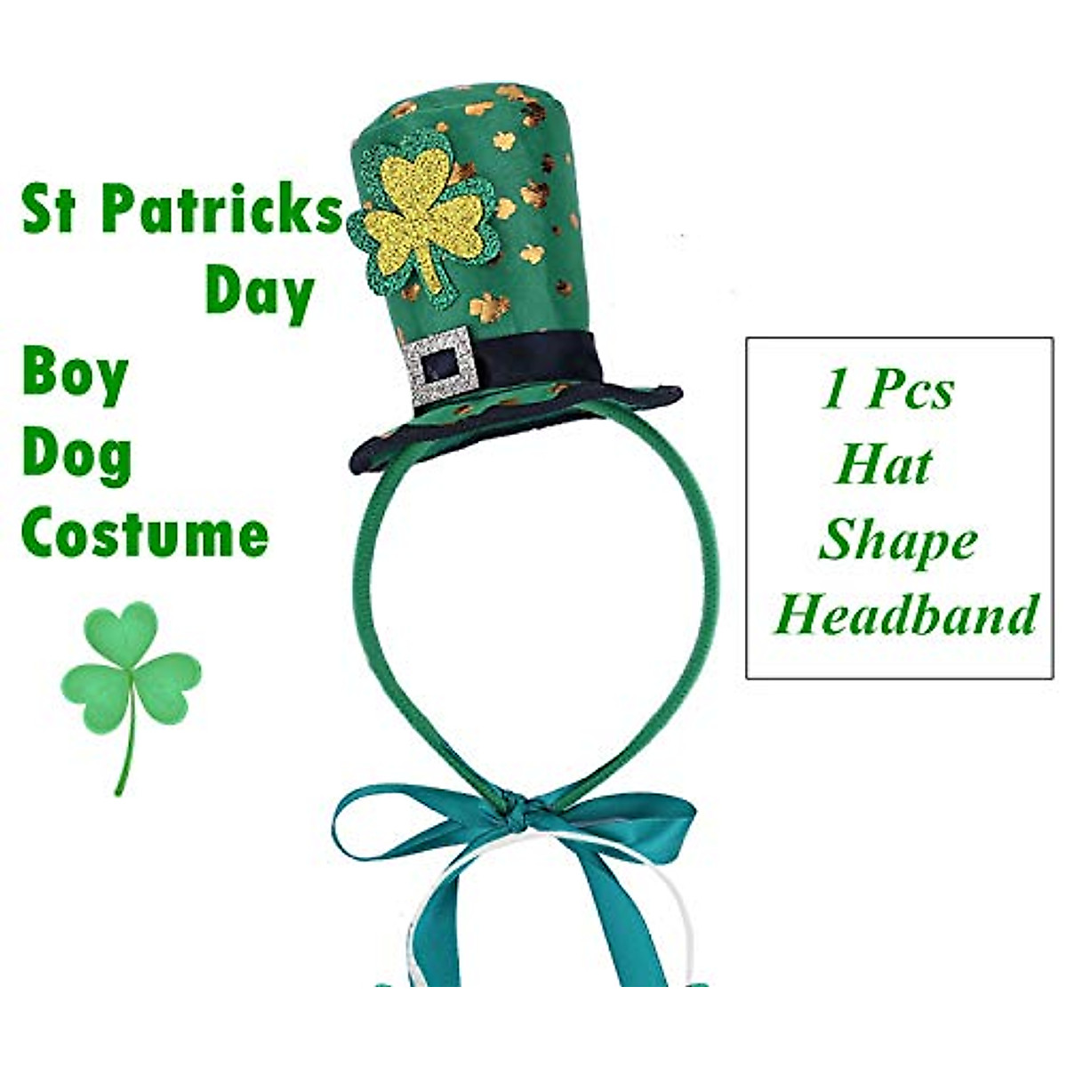 St Patrick's Day Hat for Dogs and Buffalo Plaid St. Patty's Green Dog Bandana