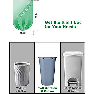 8 Gallon Biodegradable Trash Bags, AYOTEE Garbage Bags 8 gallon, Compostable Medium Trash Bags, Unscented Leak Proof Bags for Office, Home, Bathroom, Car, Kitchen(Green)