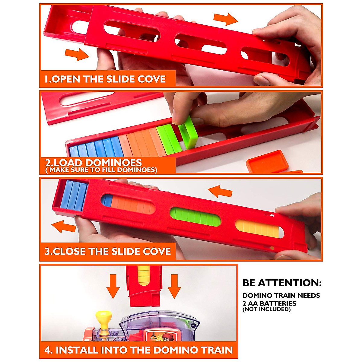 POPUTOY Domino Train, Automatic Domino Blocks Building Set Plastic Kids Children Creative Toy Game Educational Play for 3-12 Year Old Boys and Girls (80pcs)