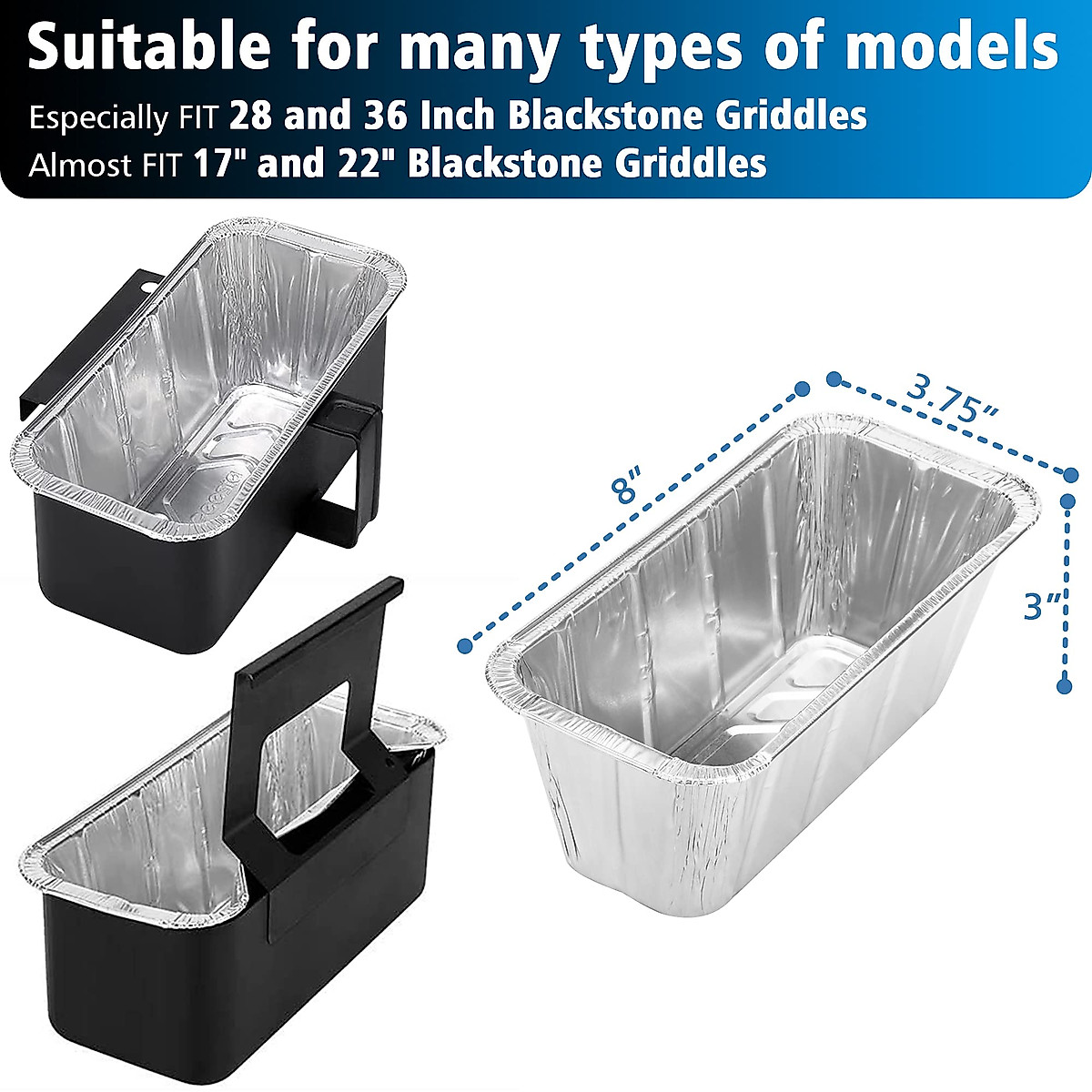 Matchwaves Blackstone Grease Cup Liners for 28 and 36 inch Blackstone Griddle, Bundle with Stainless Steel Burger Smasher for Griddle (20 Grease Catcher Liners and 1 Burger Press)