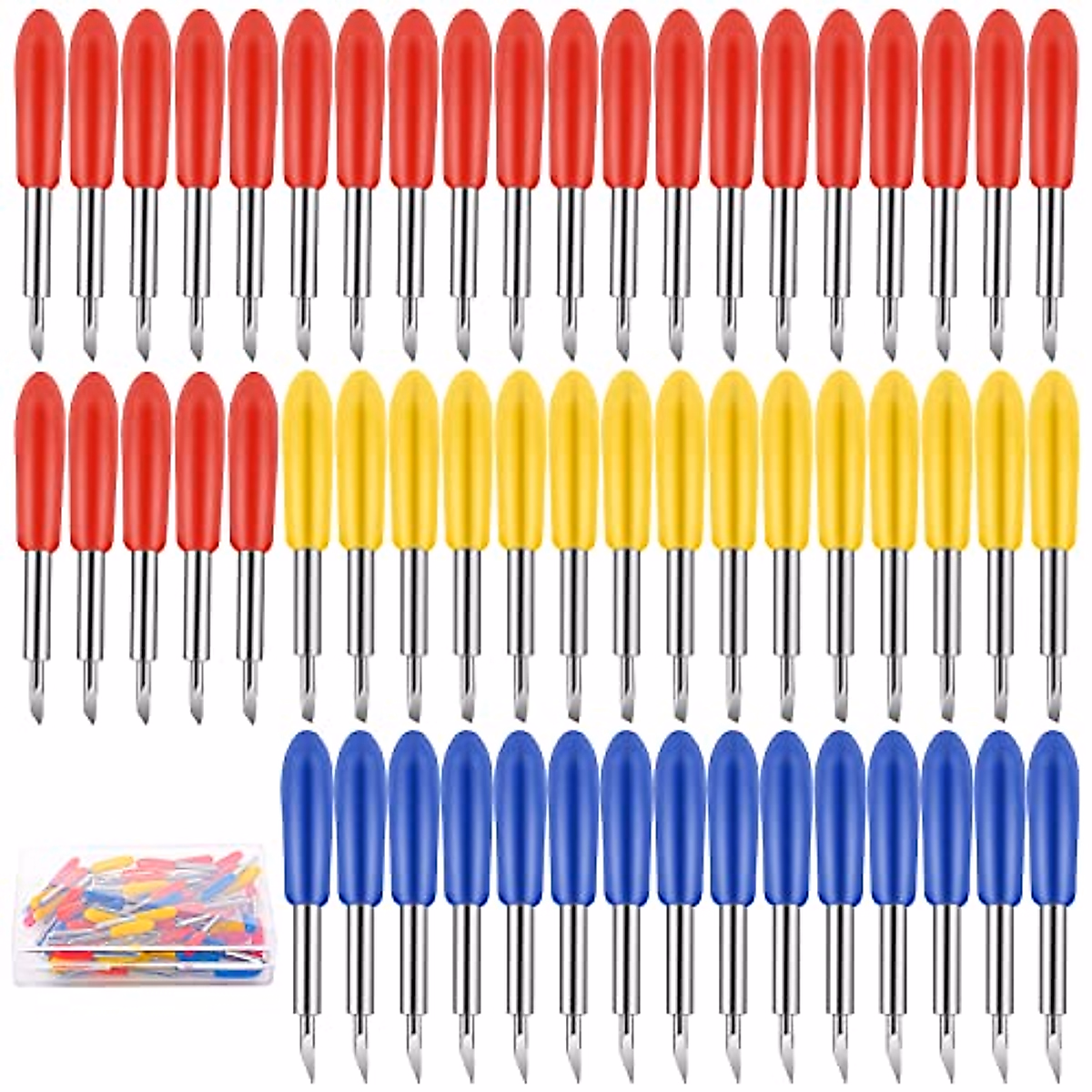 60 Pieces Replacement Cutting Blades for Cricut Explore Air 2/Air 3/Maker, Include 15 Pieces Fine Point Blades 30 Pieces Standard Blades 15 Pieces Deep Point Blades