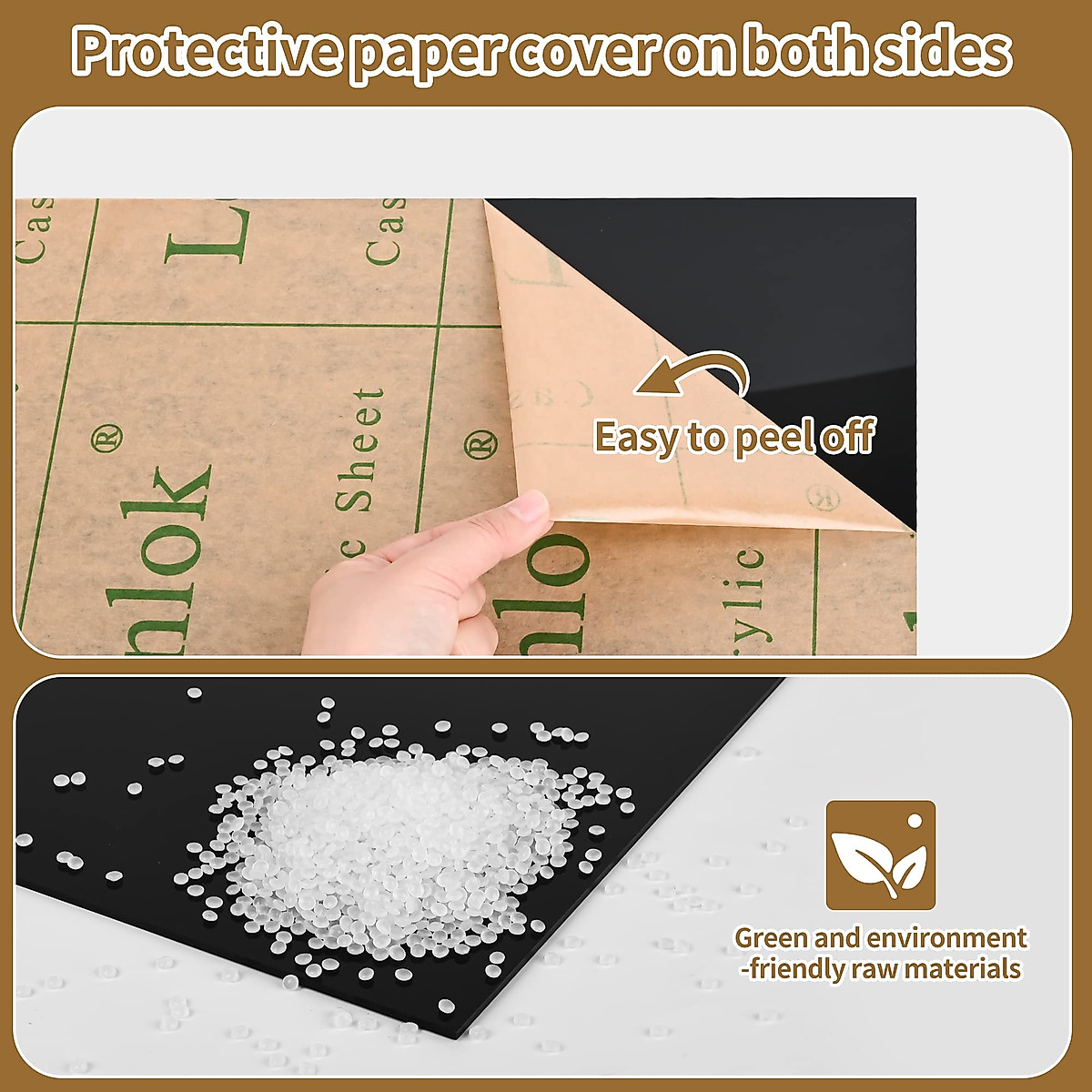 Black Acrylic Sheet 8x10 Lesnlok 2 Pieces Black Plexiglass Sheet 1/8 inch Thick, DIY Materials for Home Decor, Handcraft, Painting, Photography,Switch Panel, Display Stand