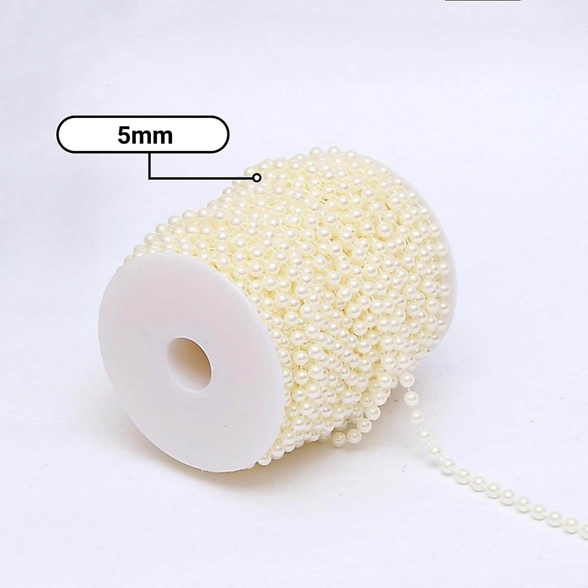 B&S FEEL 5mm Faux Pearl Beads Garland Pearl Bead Roll Strand for Wedding Party Decoration, 99 Feet Roll, Ivory
