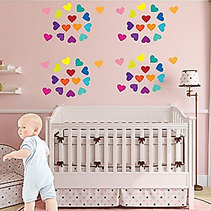 PARLAIM 45 PCS Hearts Rainbow Multi Size Kids Wall Vinyl Stickers, Wall Decals for Baby Kids Children Boy Girl Bedroom Decor Nursery Class Decoration