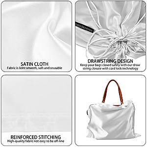 GONGKANGYUAN 12 Pcs Dust Bags for Purses and Handbags Satin Purse Storage Organizer With Drawstring Closure Handbag Protector (White)