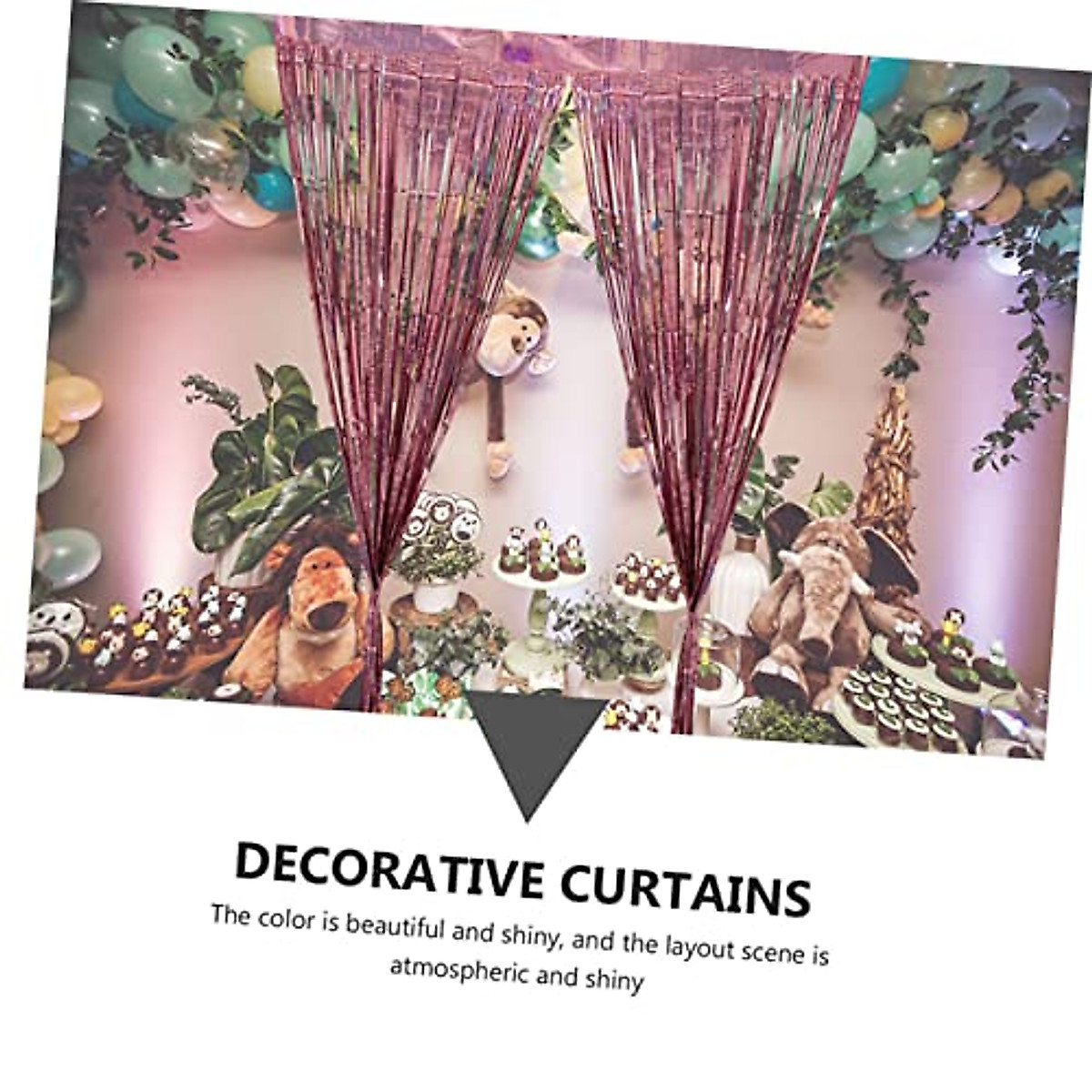 Abaodam 8 pcs rain Curtain Prom Photo Props Baby Decor Tinsel Backdrop Curtain Party Supplies Birthday Decorations Backdrop Curtains Tassel Rose Gold Metal Wreath Decorate The pet