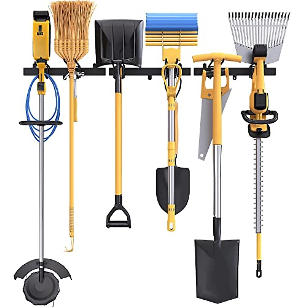 Venkuber Garage Storage, Garden Tool Organizers Wall Mount Broom Holder Shovel Hanger Heavy Duty Shelving Rack Hanging Hooks Power Tool Organization for Yard Shed Basement