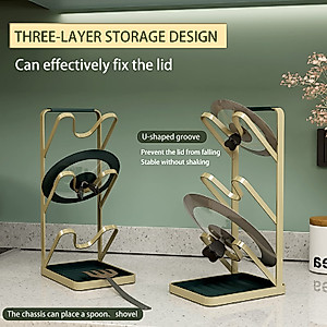 szxzy01 Lid Stand Lid Organizer Pot Lid Rack Holder for Utensils in Kitchen Cabinet Spatula Rack,Cutting Boards,Spoon Storage Gold