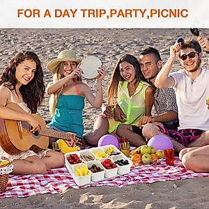 Divided Serving Tray with Lid and Handle - 8 Compartment Snackle Box Charcuterie Container, Food Container,Snack Tackle Box,Clear Snack Organizer Travel,For Party,Road Trips,Picnic,Sport Games 1pack