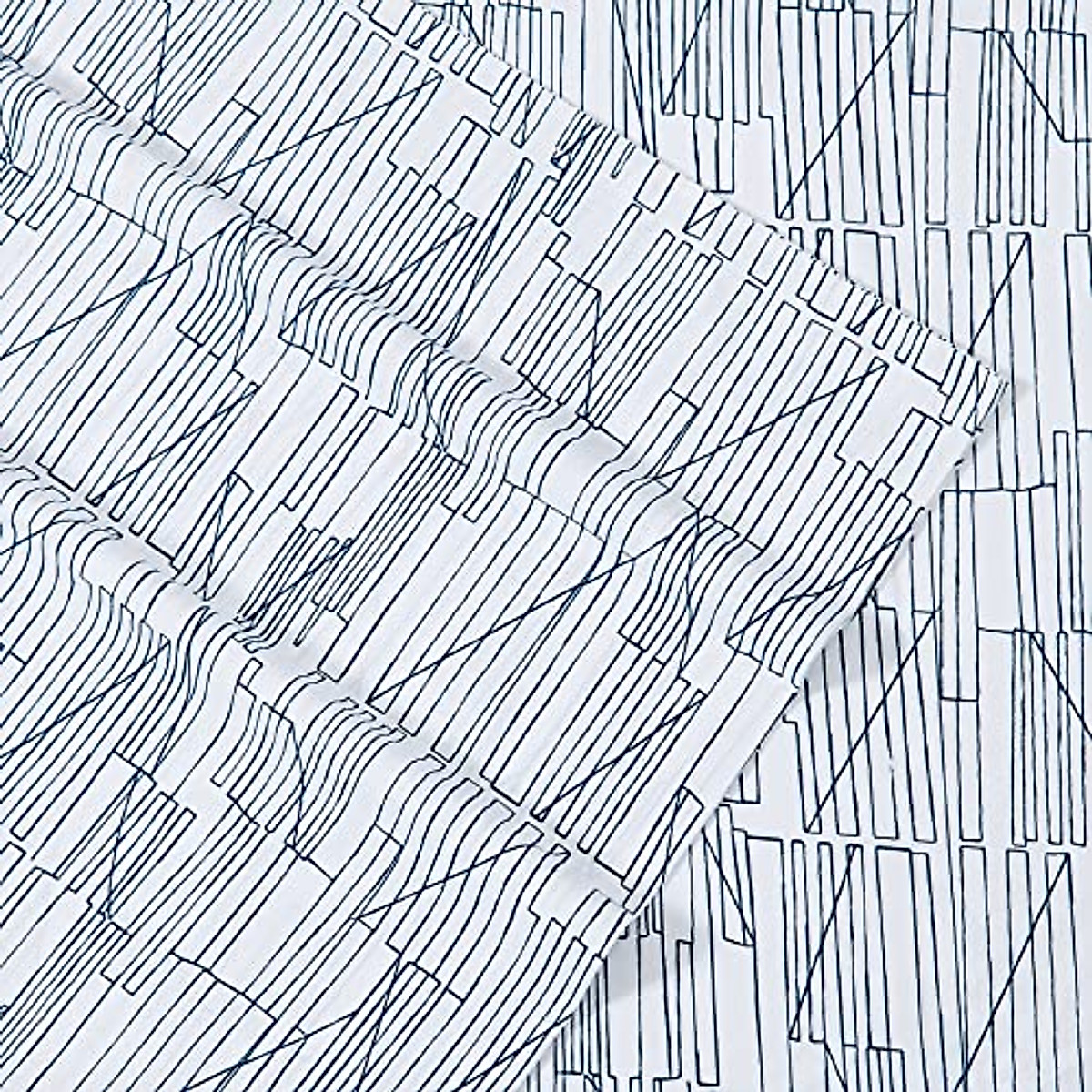 City Scene - Queen Sheets, Cotton Percale Bedding, Crisp & Cooling Home Decor (Tally Navy, Queen)