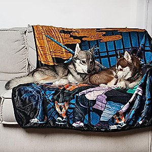 Surreal Entertainment Demon Slayer Oversized Plush Throw Blanket | Cozy Sherpa Cover For Sofa, Bed | Super Soft Fleece Blanket | Official Anime Manga Collectible | 45 x 60 Inches, Blue, One Size