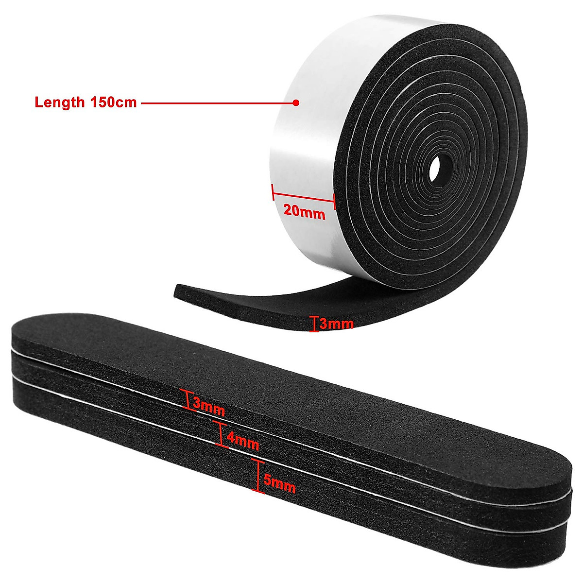 Outus 23 Pieces Hat Size Tape Reducer Foam Reducing Tape Roll Self Adhesive for Hat Cap Black