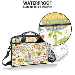 Colorful Owl Floral Laptop Computer Bag Waterproof Shoulder Messenger Bag 13-15 inch Durable Laptop Tote Bag with Shoulder Strap Handle Lightweight Crossbody Briefcase