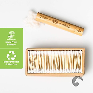 Bamboo Cotton Swabs 500 Count | Biodegradable & Organic Wooden Cotton Buds | Double Tipped Ear Sticks | 100% Eco-Friendly & Natural | Perfect for Ear Wax Removal, Arts & Crafts, Removing Dust & Dirt…