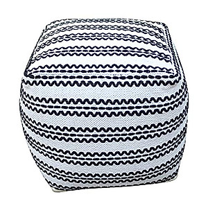 Christopher Knight Home Davis Boho Cotton Pouf, Natural and Black