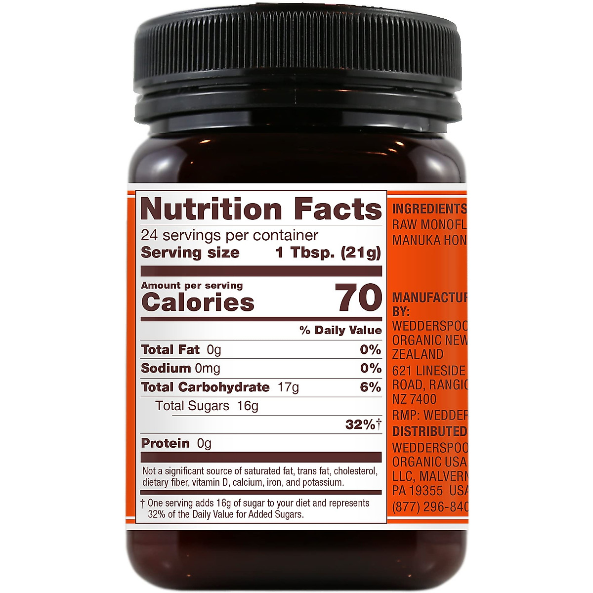 Wedderspoon Raw Premium Manuka Honey, KFactor 16, 17.6 Oz, Unpasteurized, Genuine New Zealand Honey, Traceable from Our Hives to Your Home