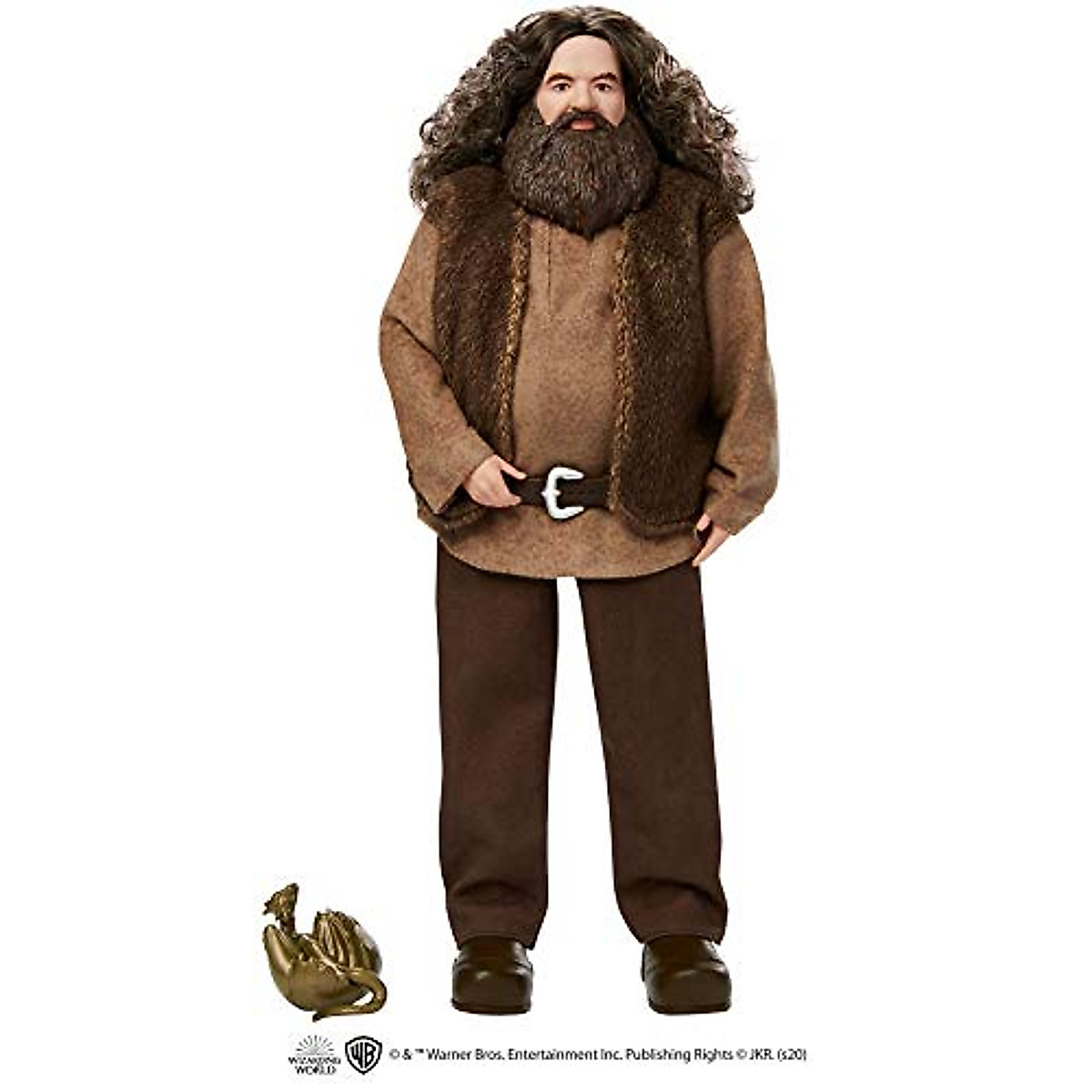 Mattel Harry Potter Rubeus Hagrid Collectible Doll, Approx. 12-inch Wearing Belted Shirt and Vest. with Dragon Accessory, Gift for 6 Year Olds and Up