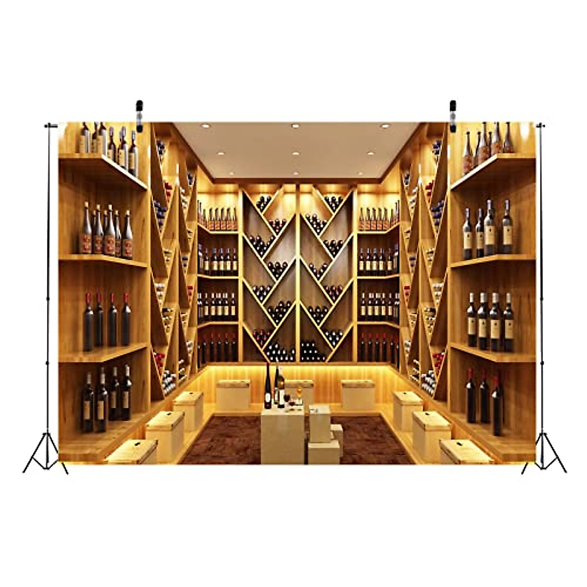 BELECO 10x8ft Fabric Luxurious Wine Cellar Backdrop Wine Vault Bar Club Pub Backdrop Wine Cabinet Red Wine Whiskey Bottles Background Wine Theme Party Decor Wallpaper Men Women Adults Photo Props