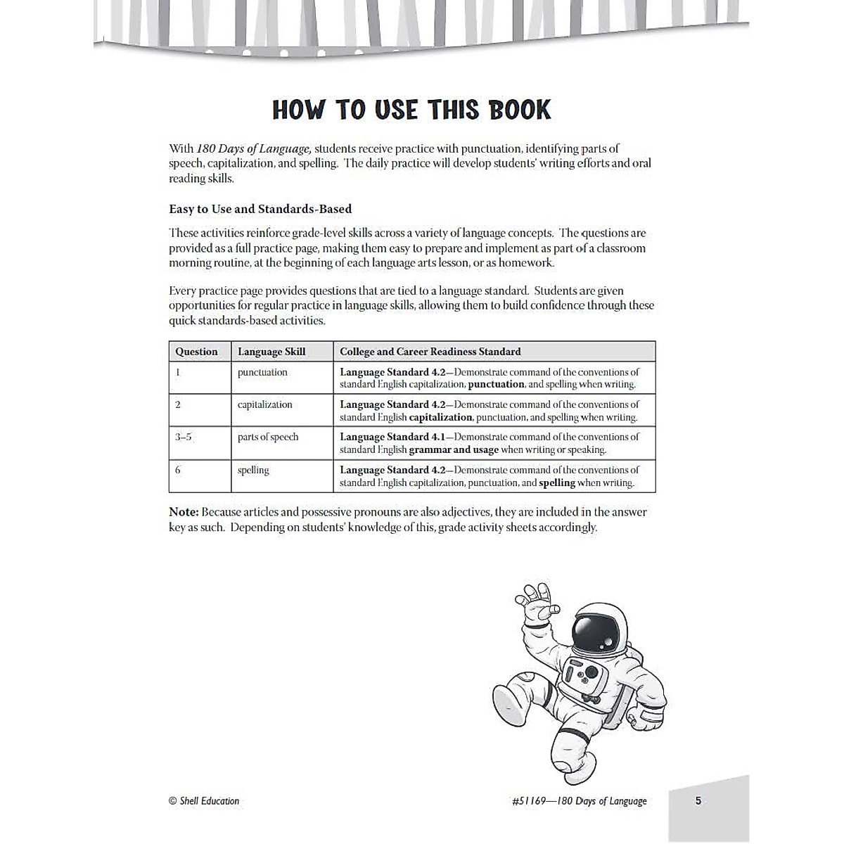 Shell Education 180 Days of Language for Fourth Grade (180 Days of Practice)