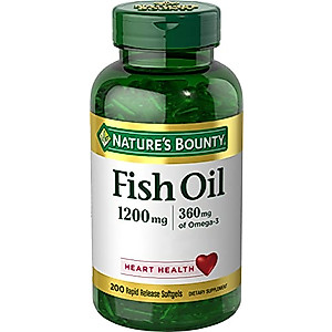 Nature's Bounty Fish Oil, Supports Heart Health, 1200 Mg, Rapid Release Softgels, 200 Ct
