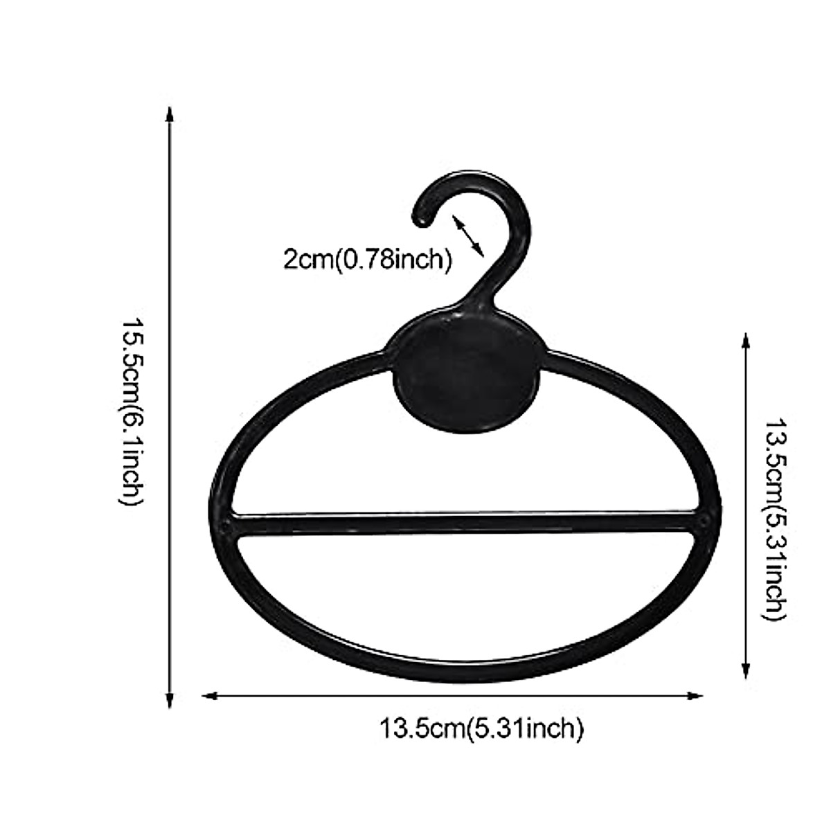 10Pcs Circle Shape Clothes Hanger Multifunction Scarf Belt Hangers Tie Scarf Ring Hanger Non Slip Non Slip Organizer Hangers Hook Rack for Ties Scarves Shawls(Black)