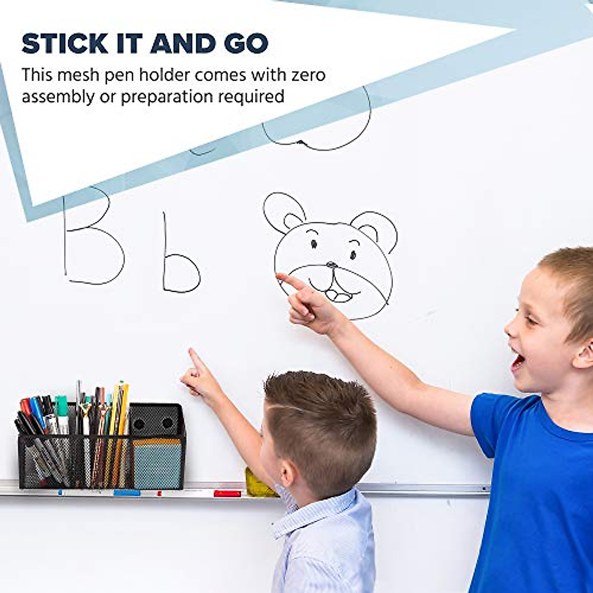 Magnetic Pencil Holder Organizer - Perfect for Locker Refrigerator Whiteboard Office Fridge - Metal Mesh Pen Cup for Accessories Marker Eraser Chalk Supplies - Strong Magnet Storage Bin Basket