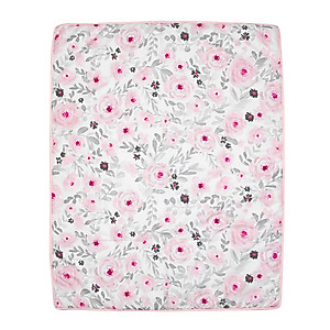 Bedtime Originals Blossom Pink Watercolor Floral 3-Piece Baby Crib Bedding Set