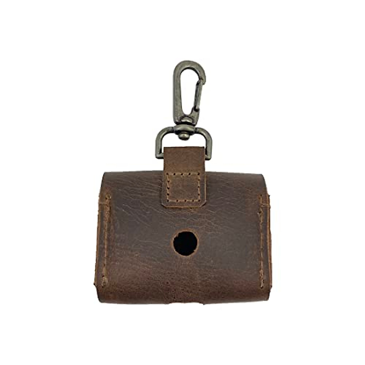 Hide & Drink, Airpods Pro Case Keychain Handmade from Full Grain Leather - Stylish, Cute, Protective, Convenient, Compact Carrier with Snap Hook - Perfect for Everyday Use or Travel - Bourbon Brown