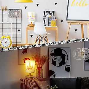 VIHOSE Kids Bedside Table Lamp for Bedroom Kids Nightstand Lamp with Linen Fabric Cartoon Lampshade Modern Boho Desk Woodland Lamp for Teenager Nursery Bedroom(Unicorn)