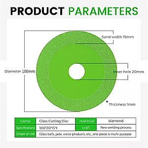 QWERF Cutting Disc, 4inch Ultra Thin Diamond Saw Blade Wheel for Angle Grinder Tiles Marble QWERF Cutting Processing (5 Pcs) Green,Jade